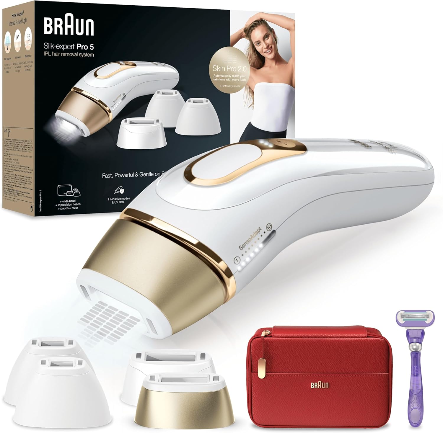 Braun IPL Silk-Expert Pro 5, Permanent Visible Hair Removal with Pouch ...