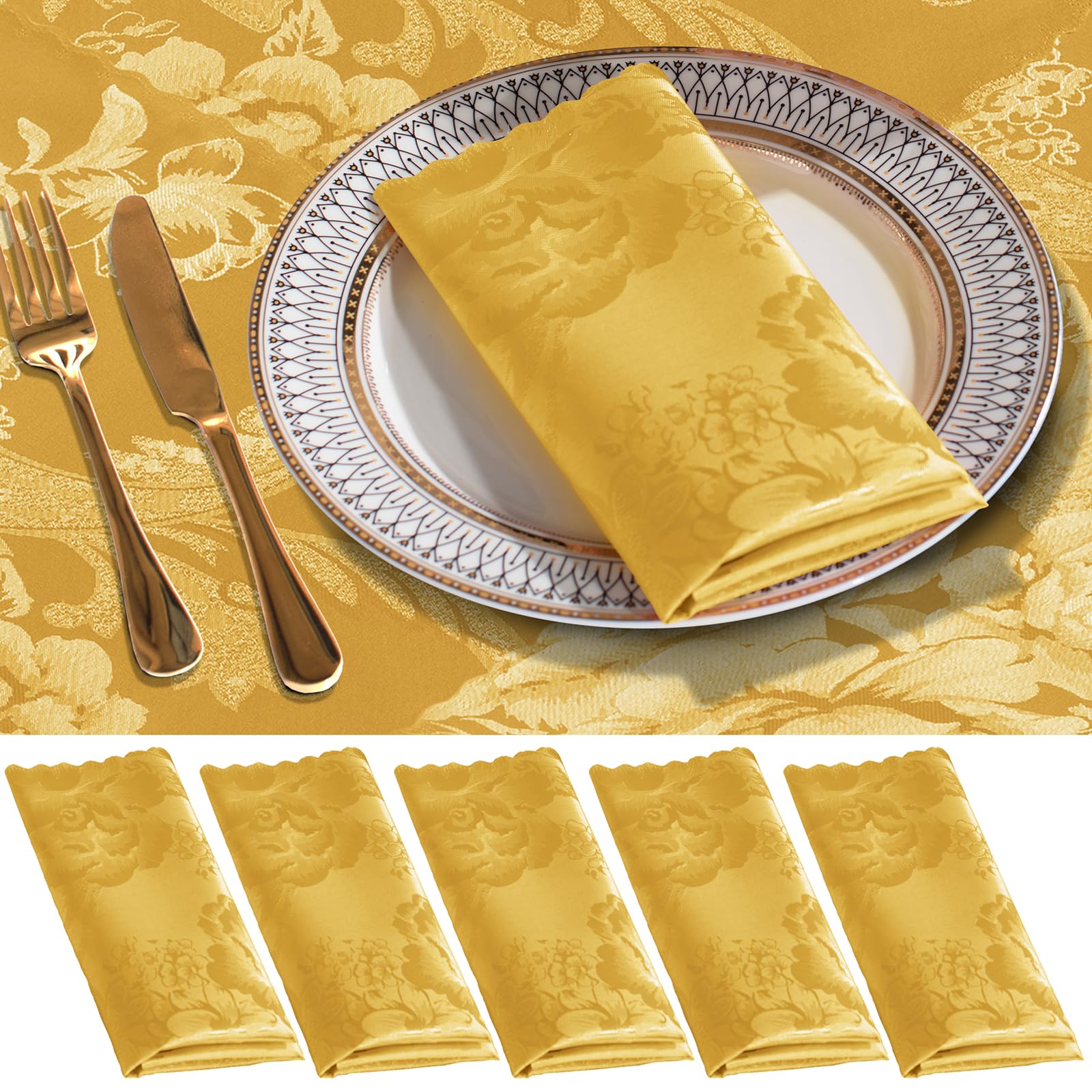 Amazon.com: KKJIAF 12 Pack Gold Satin Napkins 17x17 Inch, Square ...