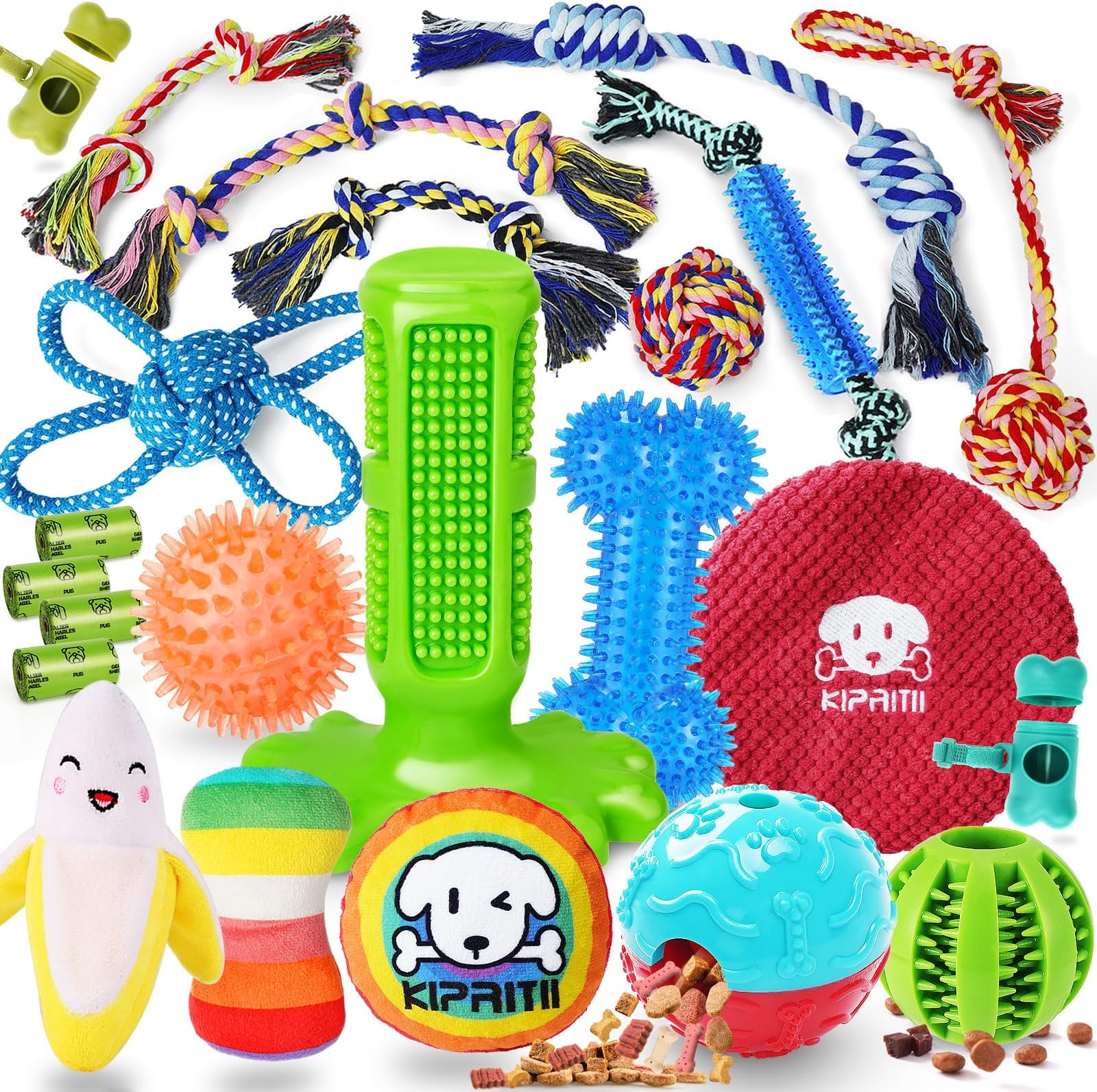 KIPRITII Dog Toys for Puppy Teething - 23 Pack Puppy Teething Toys for Boredom, Pet Dog ...