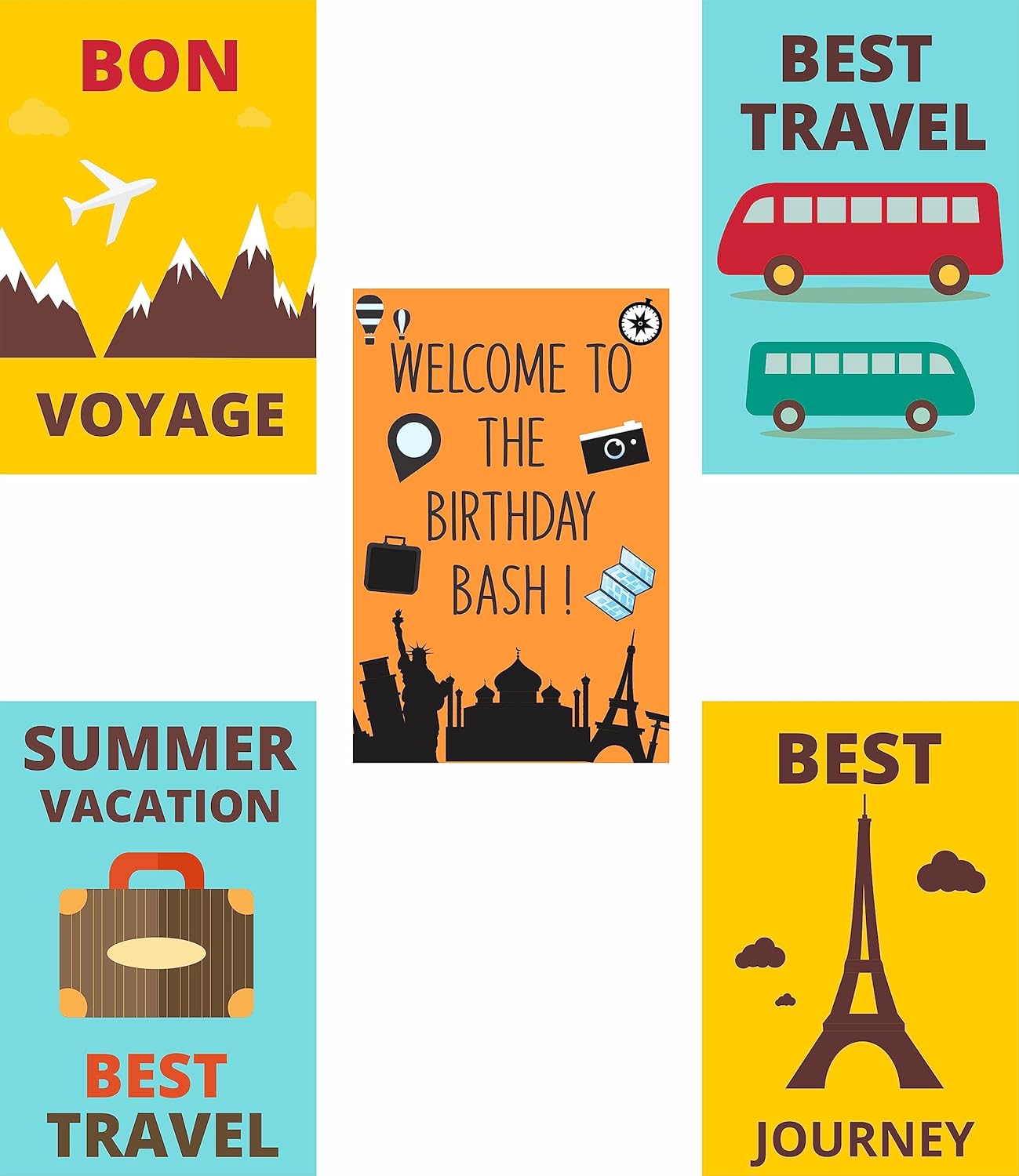 Untumble Travel Theme Birthday Decoration Posters Kit | Around the ...
