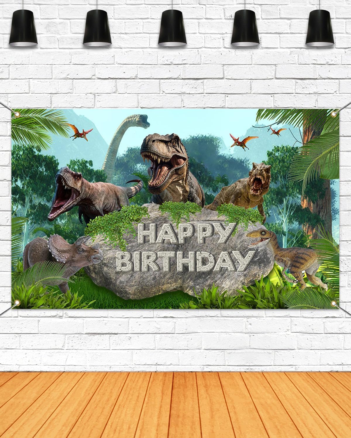 Amazon.com : InMemory Dinosaur Themed Birthday Backdrop Banner Jungle ...