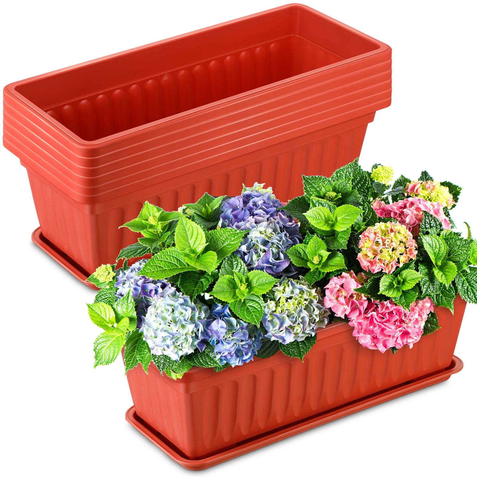 18 Pcs Window Box Planter 17 Inch Plastic Vegetable Flower Planters ...