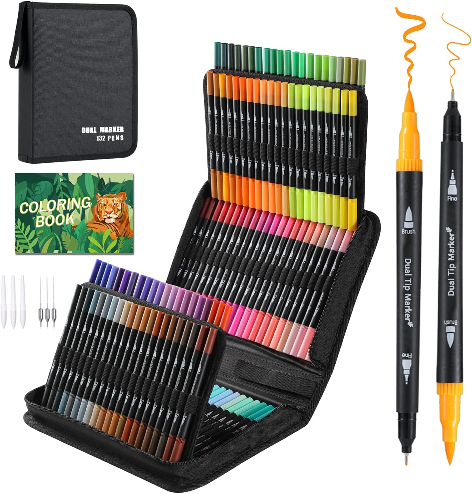 132 Colouring Markers Pens for Adults and Kids, Lainergie Dual Tip ...