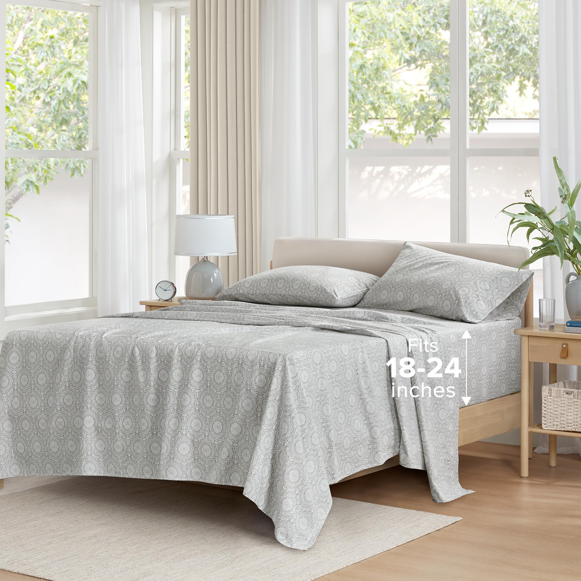 Amazon.com: Comfort Spaces Extra Deep Pocket Sheets, 100% Cotton Sheets ...