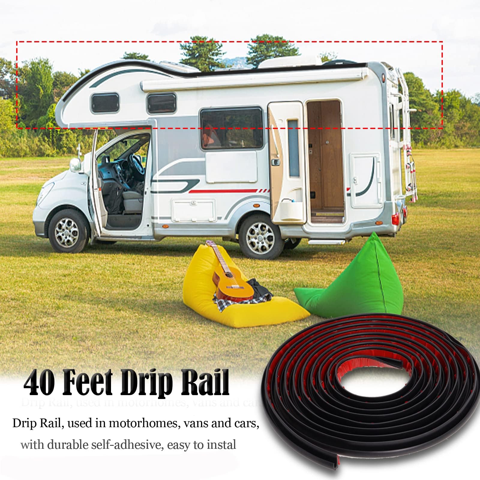 Water Runoff Control 40ft Drip Rail / Rain Gutter Trim - J-Shape ...