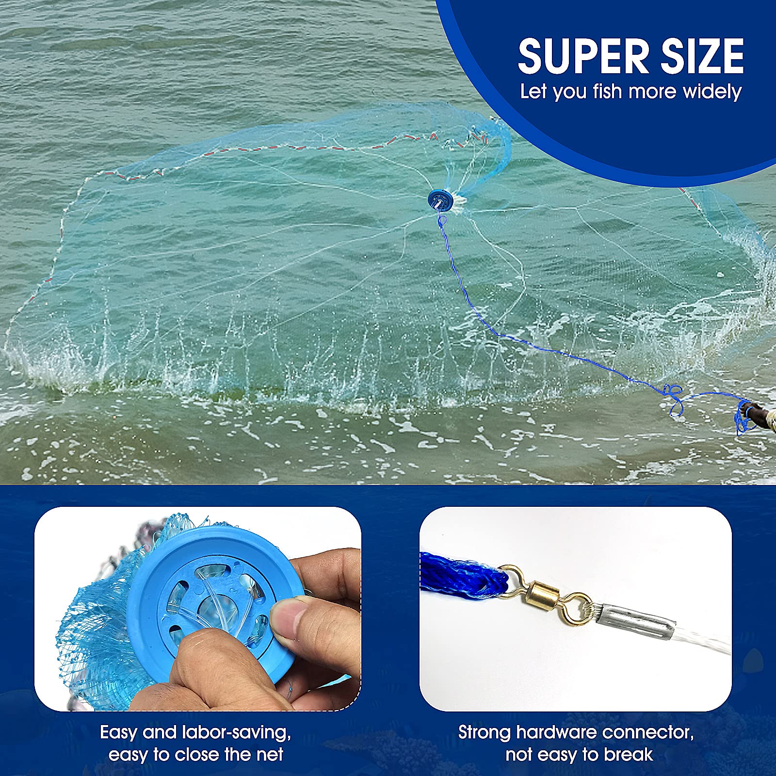 Snapklik.com : American Cast Net - 2021 Upgraded Saltwater Fishing Cast ...