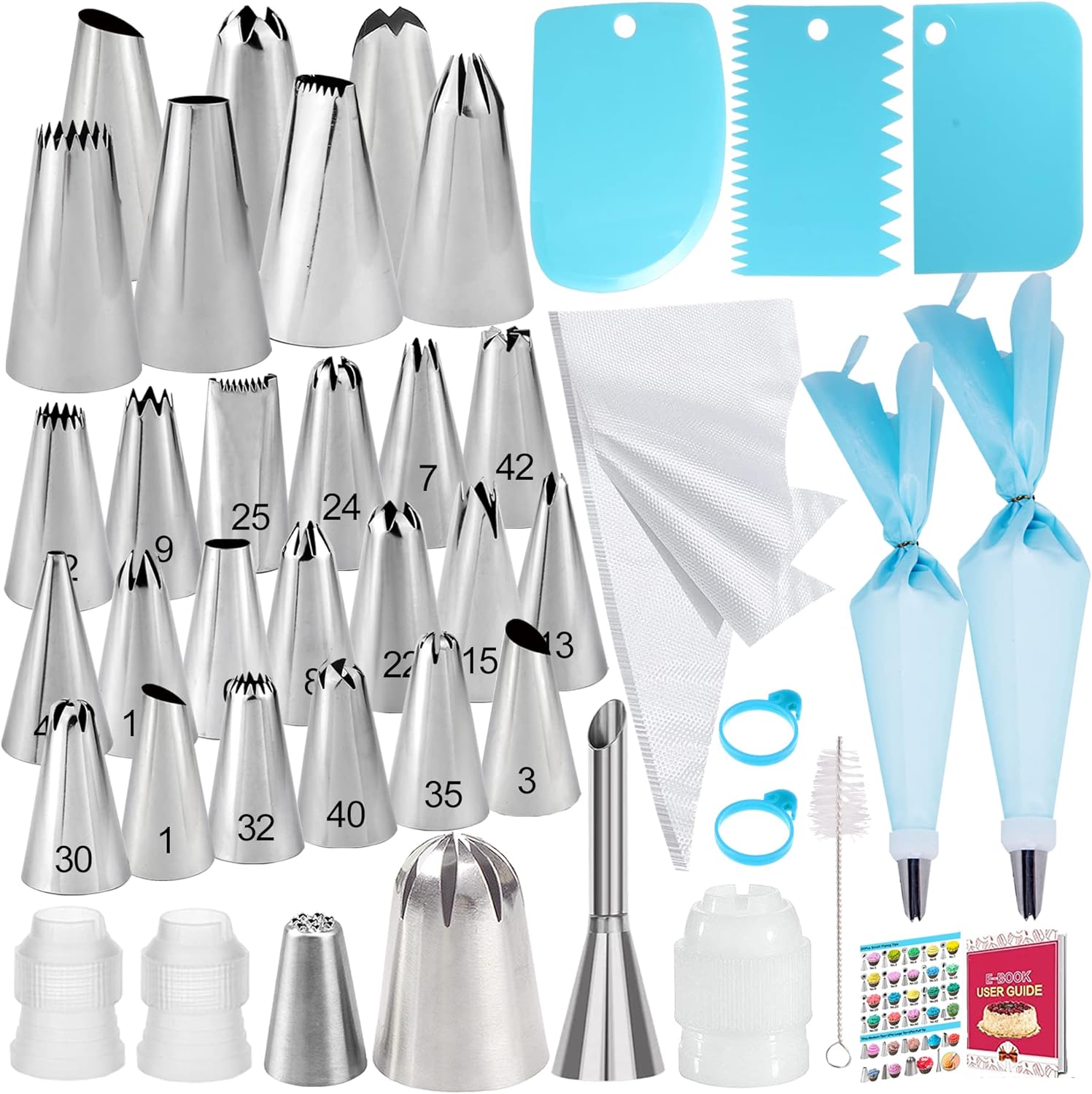 Amazon.com: Makmeng Piping Bags and Tips Set - 50Pcs Cake Decorating ...