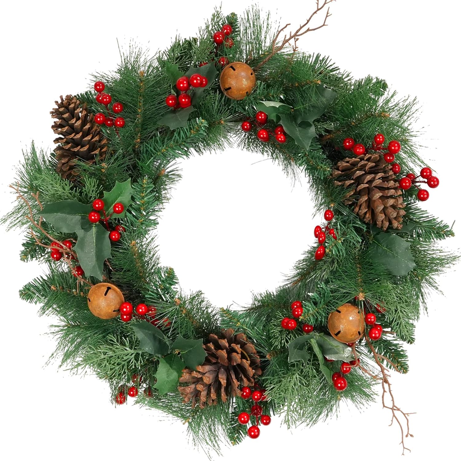 Amazon.com: 24 inch Holiday Artificial Christmas Wreath with Pinecones ...