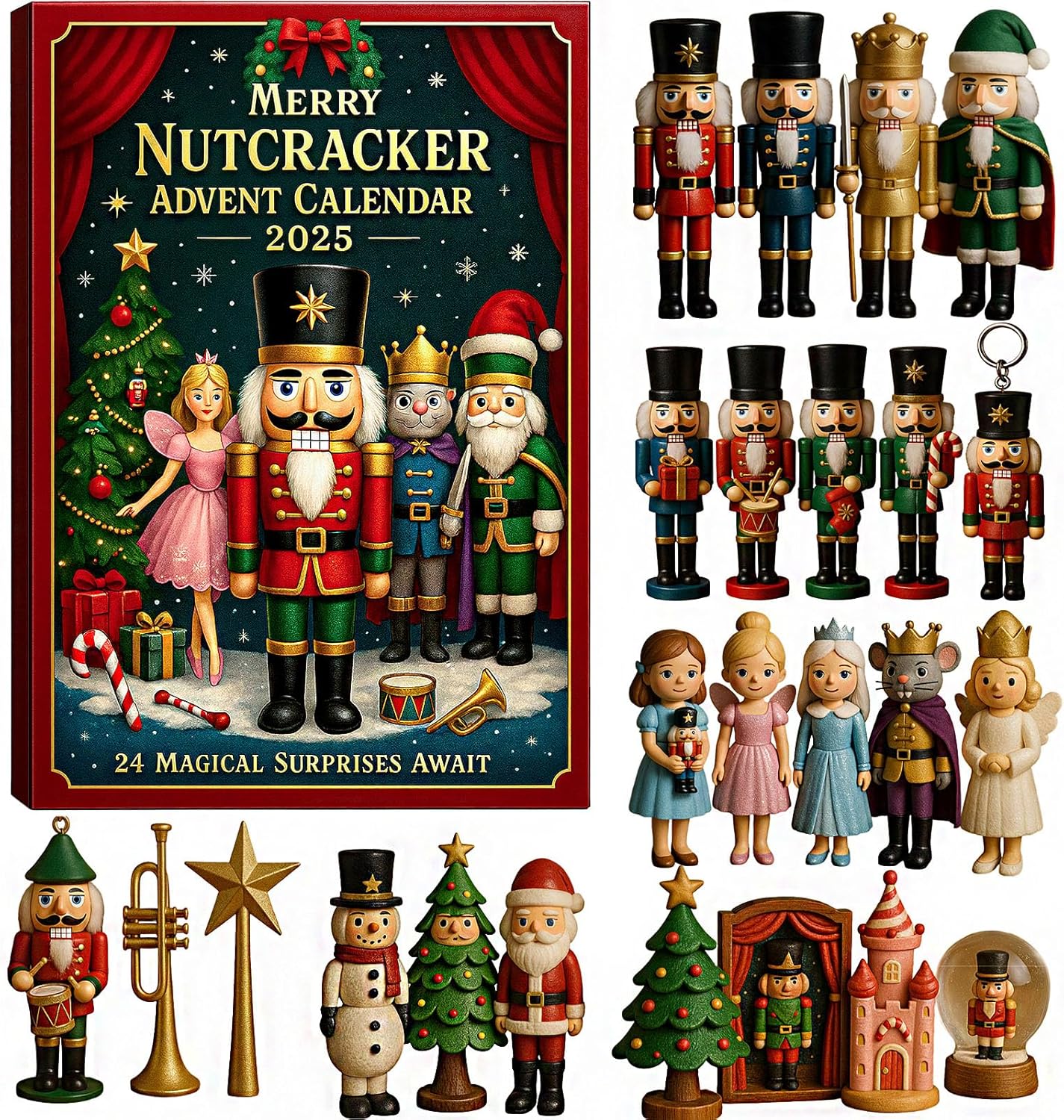Amazon.com: Merry Nutcracker Advent Calendar 2025-24 Day Christmas Countdown Calendar with Mini ...