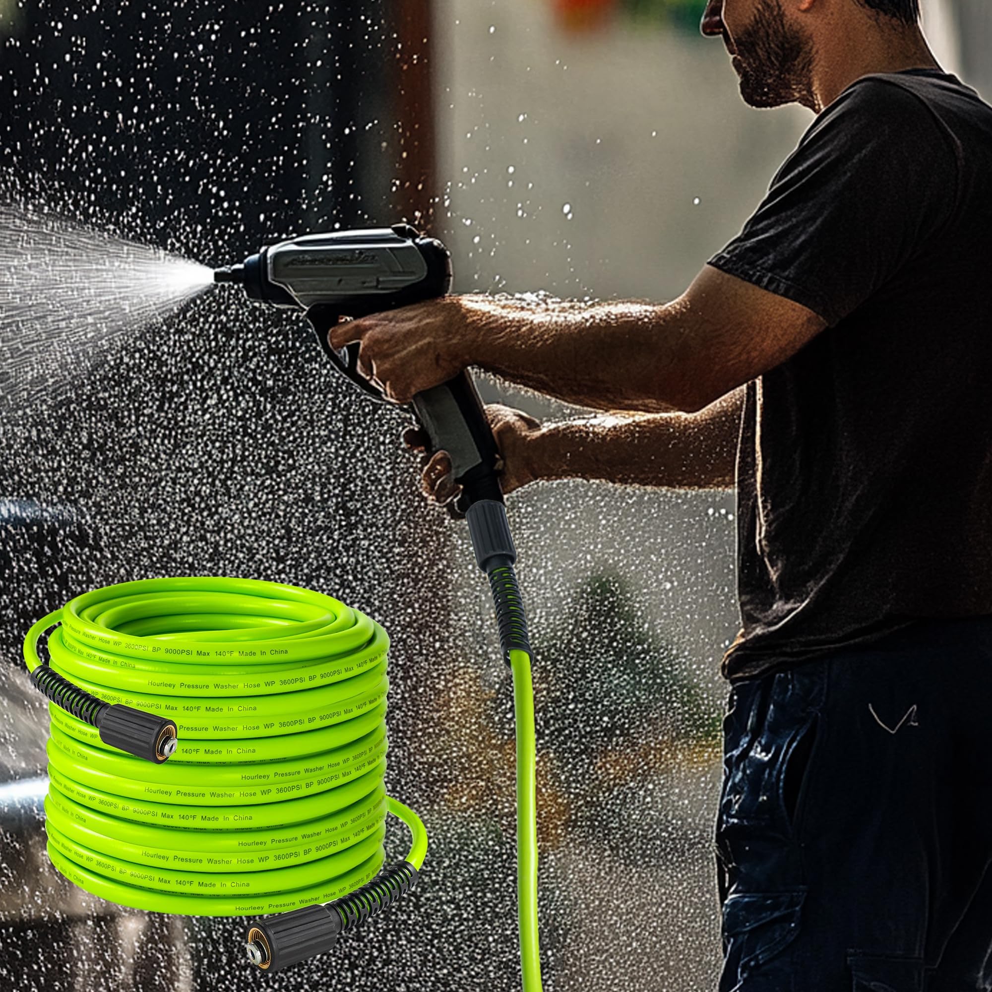 Snapklik.com : Hourleey Pressure Washer Hose 30 FT, 3600 PSI Flexible ...