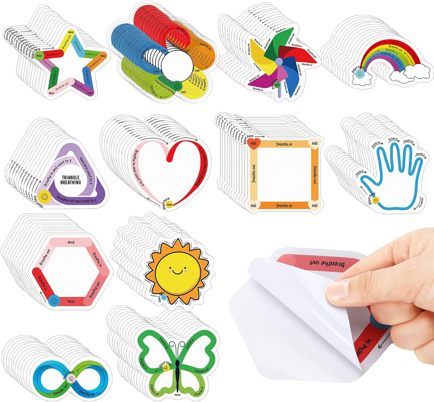 Amazon.com: 48 Pcs Breath Calm Anxiety Sensory Stickers 12 Styles ...