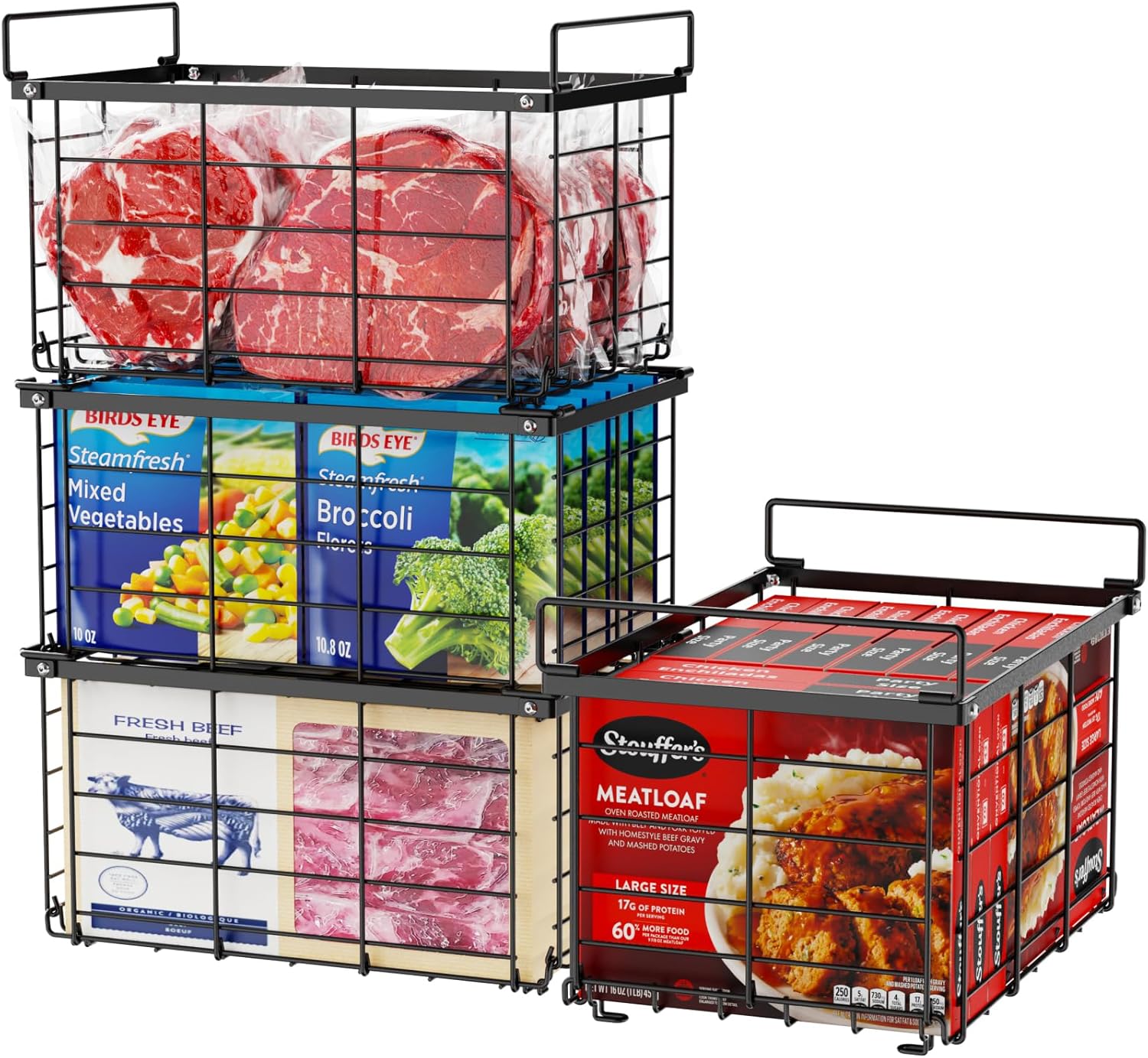 Amazon.com: iSPECLE Deep Freezer Organizer Bins - 4 Pack Large Freezer ...