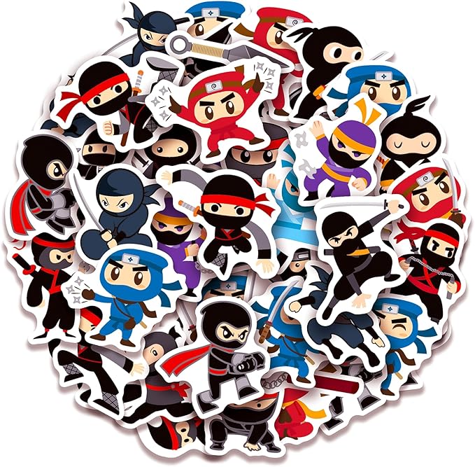 Amazon.com: 100 Pack Ninja Stickers for Kids,Ninja Party Favors, Vinyl ...