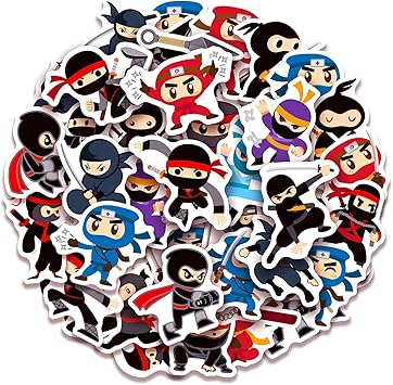 Amazon.com: 100 Pack Ninja Stickers for Kids,Ninja Party Favors, Vinyl ...