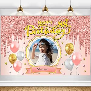 Amazon.com: Custom Happy 88th Birthday Banner - 88 Years Old Birthday ...