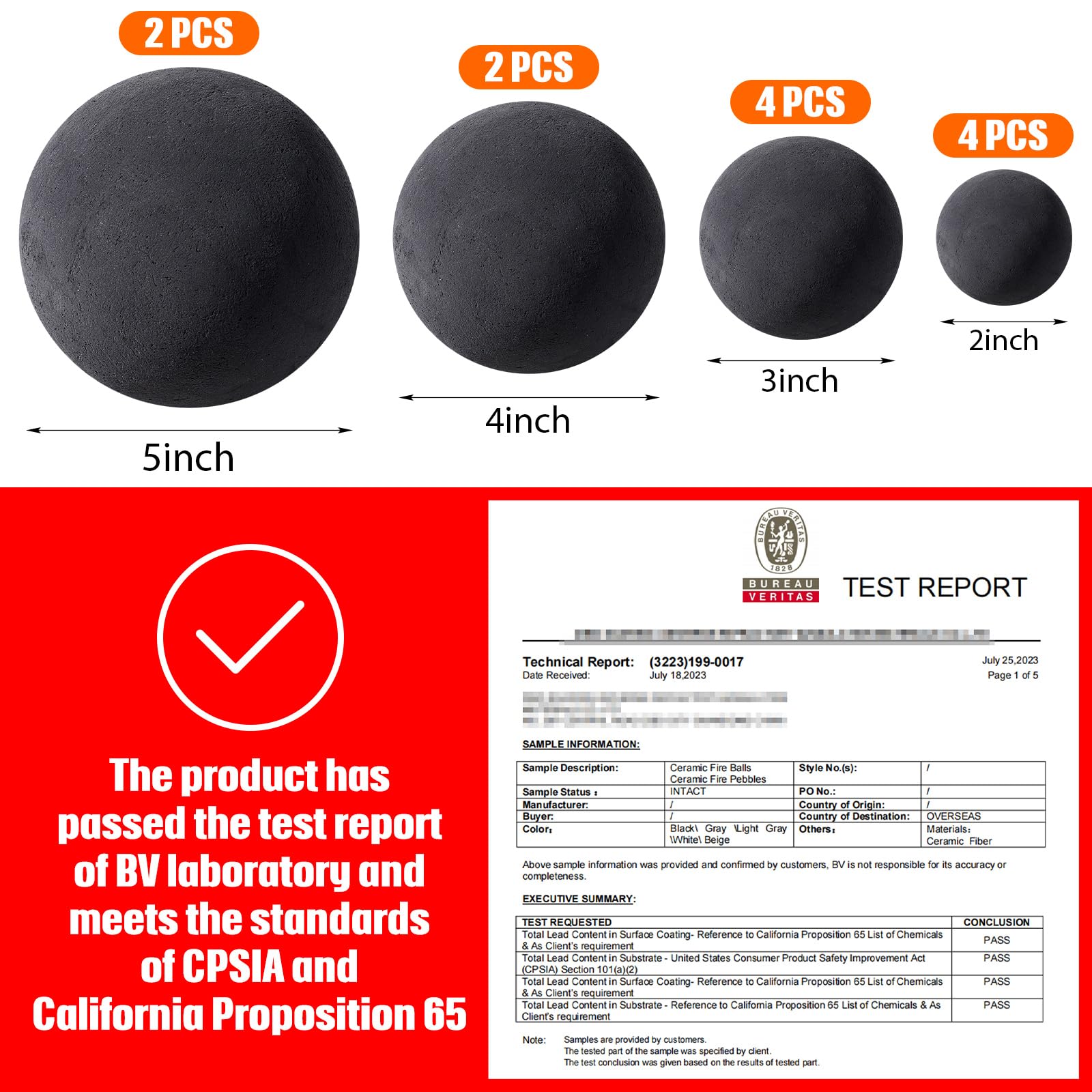 Snapklik.com : Sasylvia 12 Pack Ceramic Fire Balls Fire Pit Balls ...