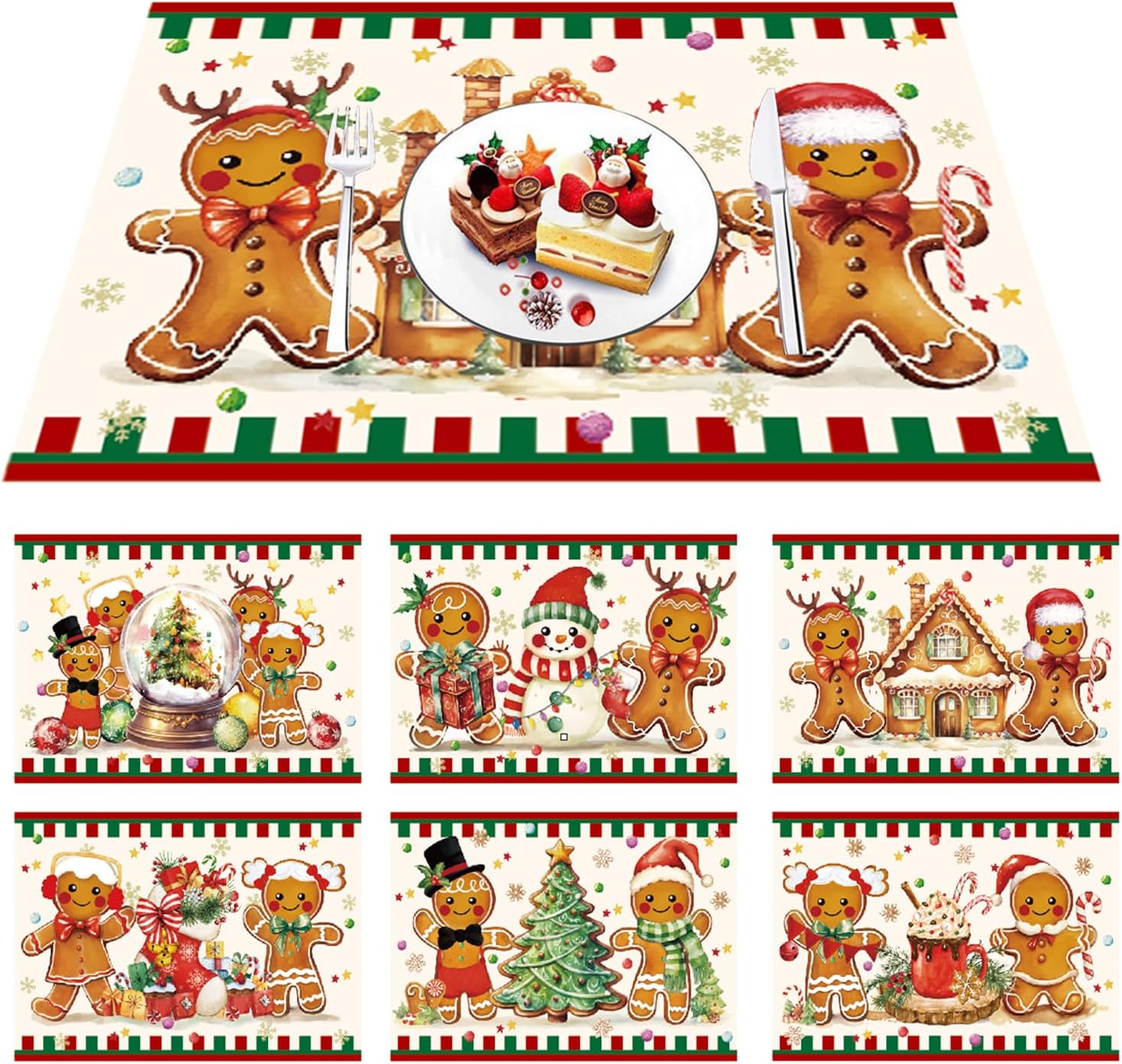 Amazon.com: 6 Pcs Christmas Table Placemats, Plastic Washable Red and ...