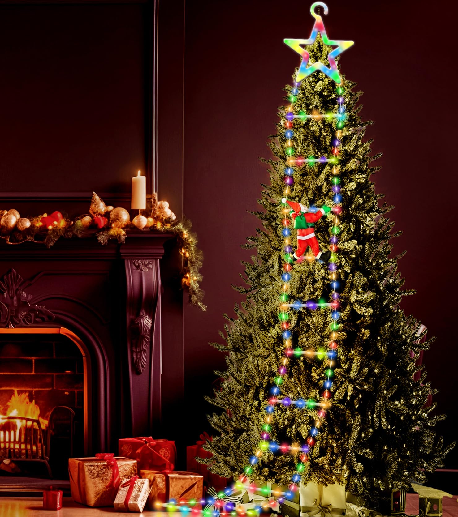 Amazon.com : Binzvan Christmas LED Ladder Lights, 10ft Christmas ...