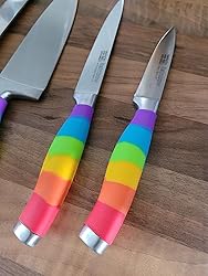 Rainbow Colored Kitchen Knife Block Set - 5 Stainless Steel Bladed ...