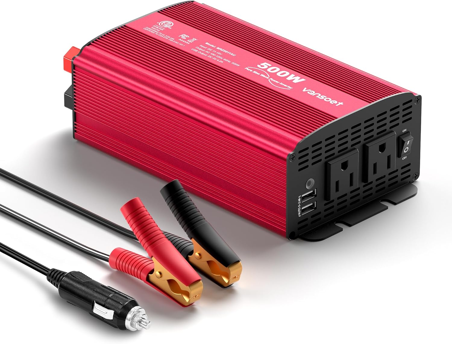 Amazon.com: vansoet 500W Pure Sine Wave Power Inverter, DC 12V to 110V ...