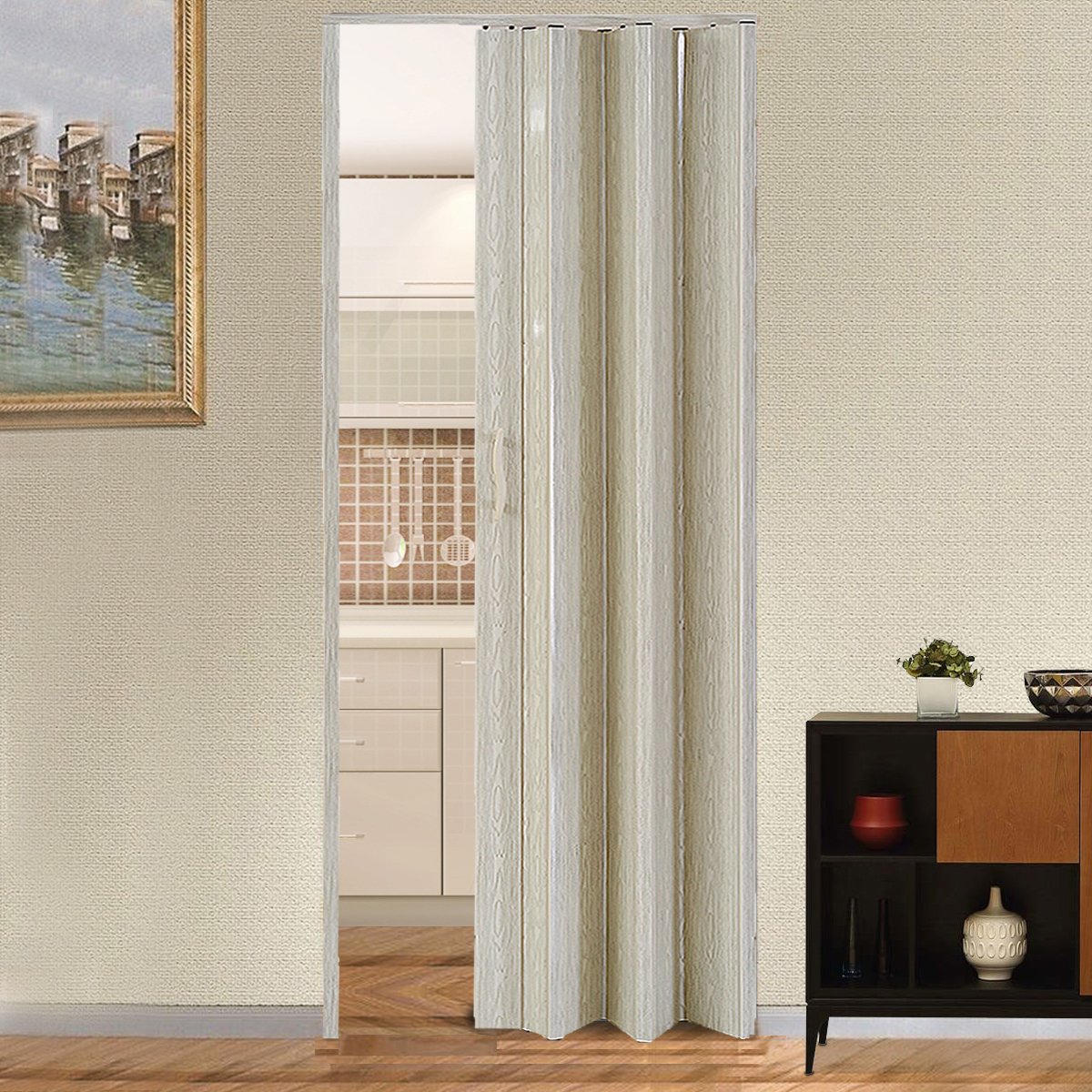 Buy Folding Door Natural Pine Effect PVC Internal Accordion Concertina ...