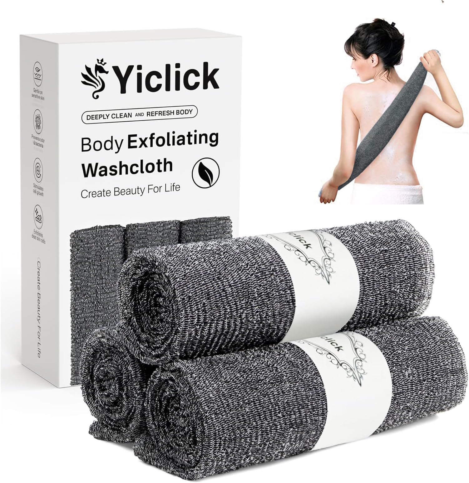 Amazon.com: Yiclick Exfoliating Washcloth Towel [3 Pack], Japanese ...