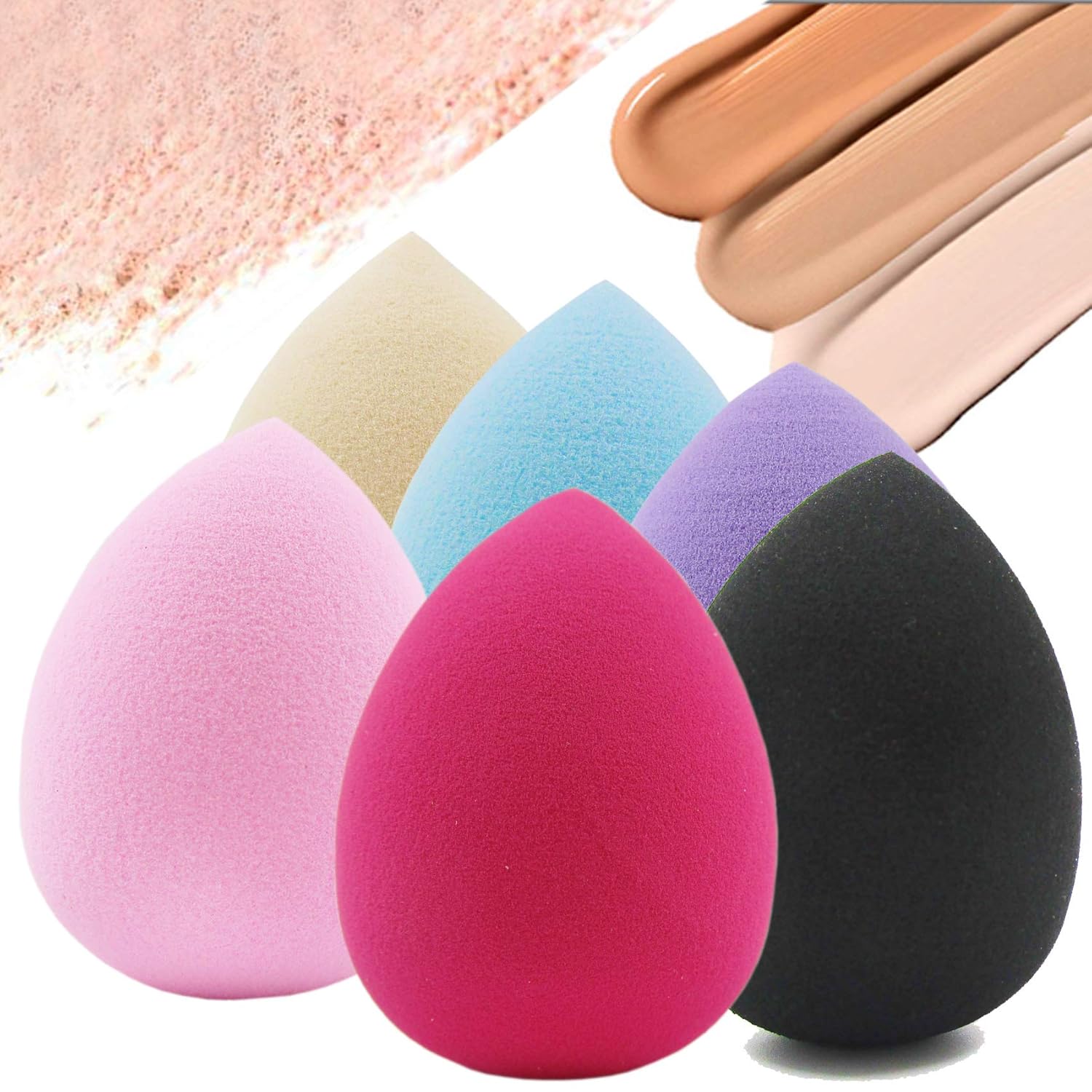 Amazon.com : 6pc Makeup Sponge Set Non Latex Waterdrop Beauty ...