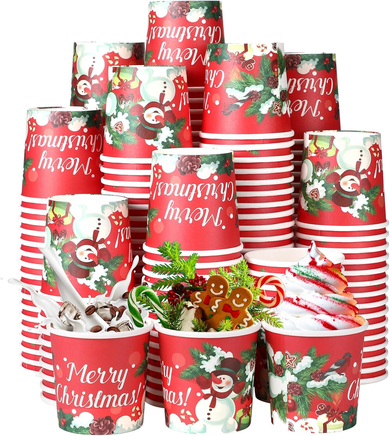 Amazon.com: Yaomiao 180 Pcs Christmas Snack Bowls Bulk Paper Bowls ...
