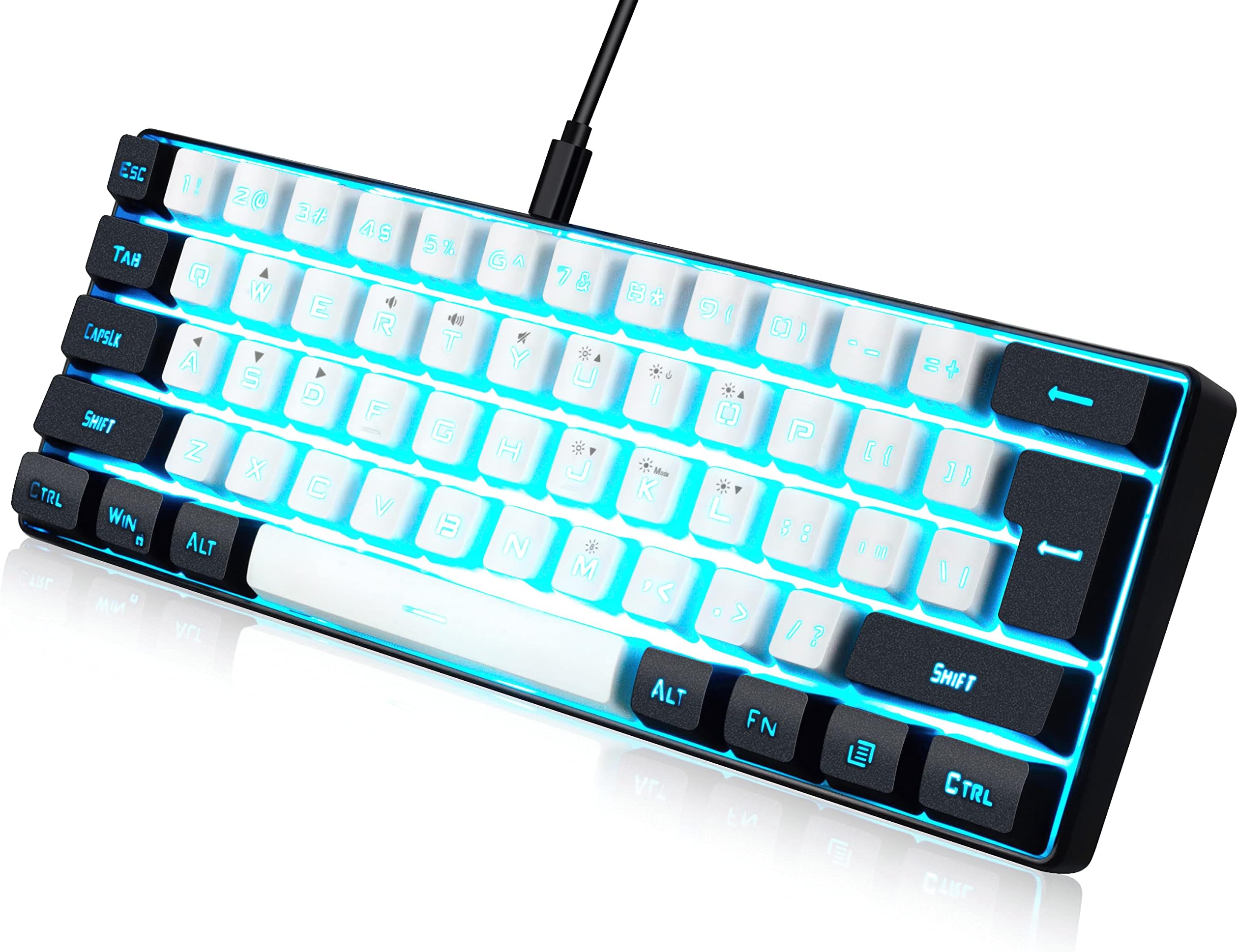 abucow Gaming Keyboard Minimalist Portable Wired Ultra-Compact Mini ...