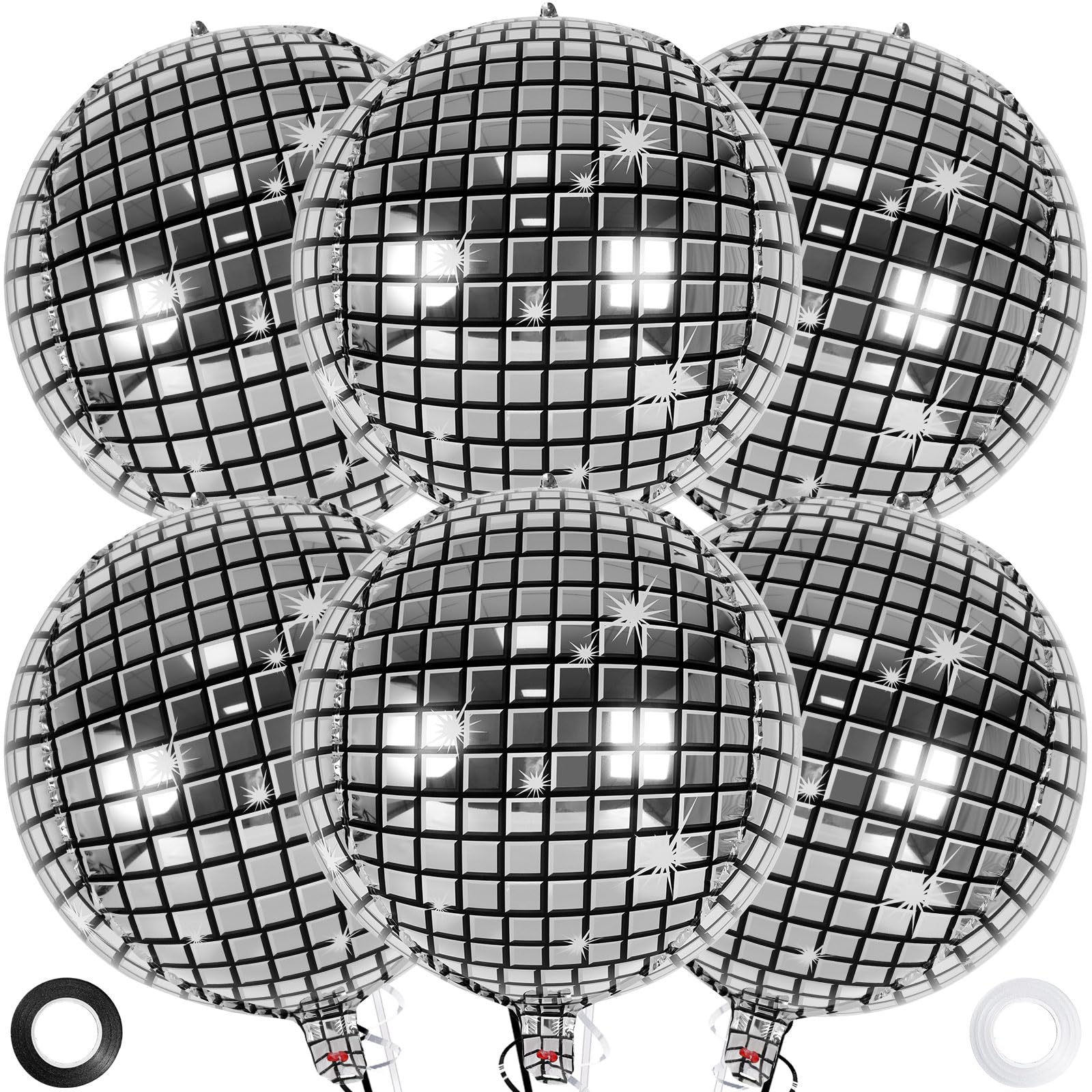 Amazon.com: Metallic Disco Ball Balloons, 22 Inch Large Silver Disco ...