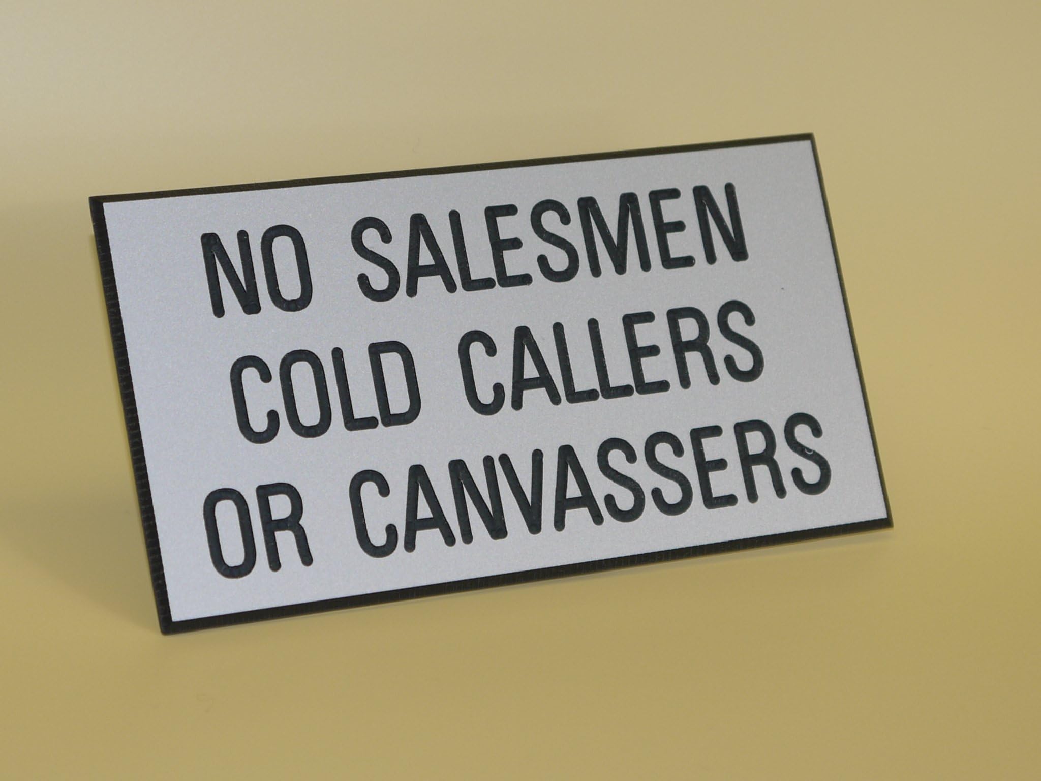 No Salesmen - No Cold Callers - No Canvassers - Engraved Sign : Amazon ...