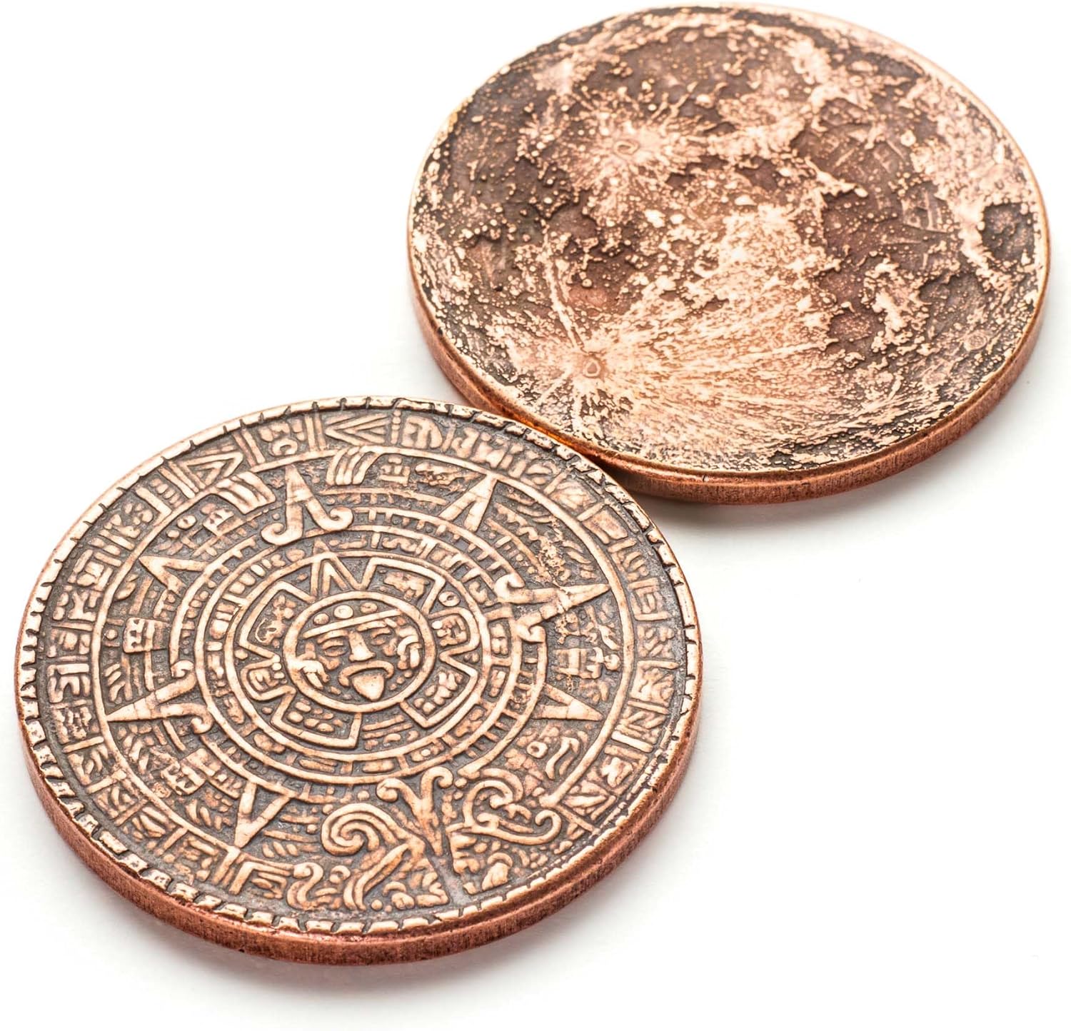 Amazon.com: The Sun and Moon Worry Coin - Aztec Sun Stone Calendar and ...