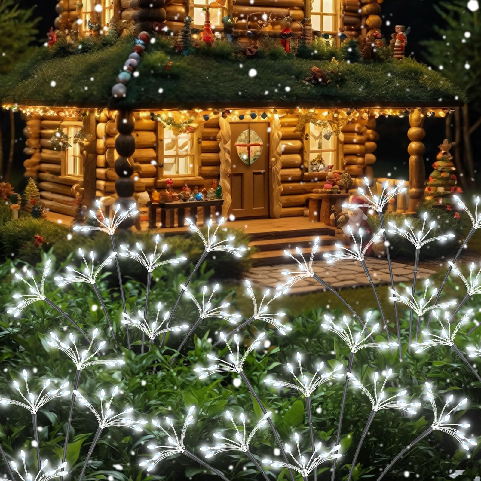 Solar Garden Lights Outdoor Waterproof, 2 Pack Twinkling Solar Firework ...