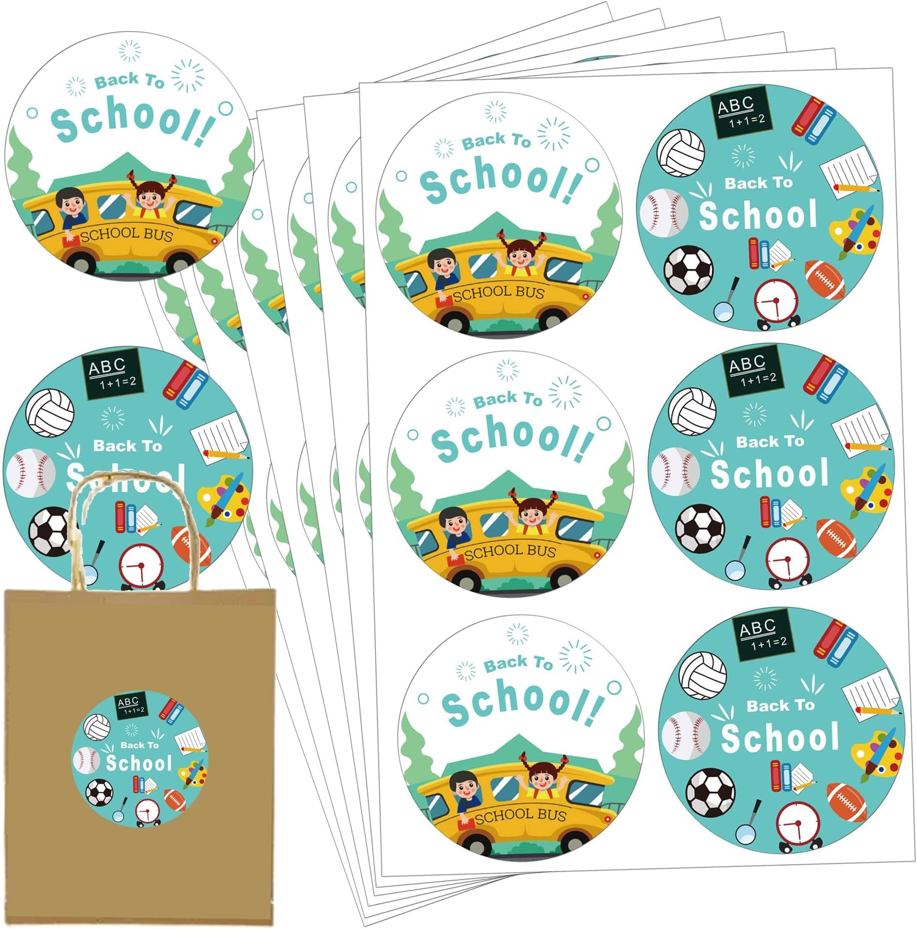 Amazon.com: SEPGLITTER 48 Pieces Back to School Stickers, 4 Inch ...