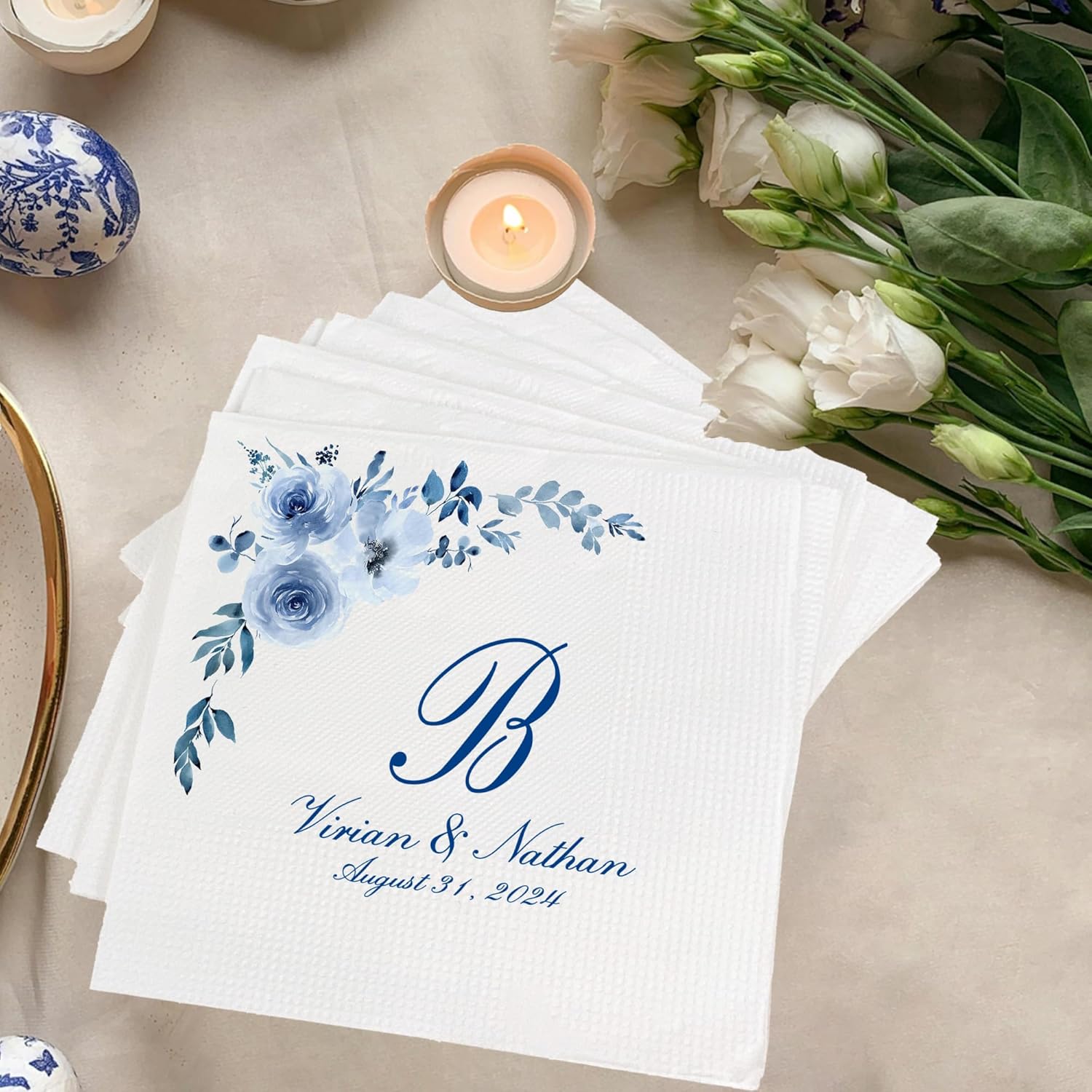 Amazon.com: Cools Love Luxury Personalized Wedding Cocktail Napkins ...