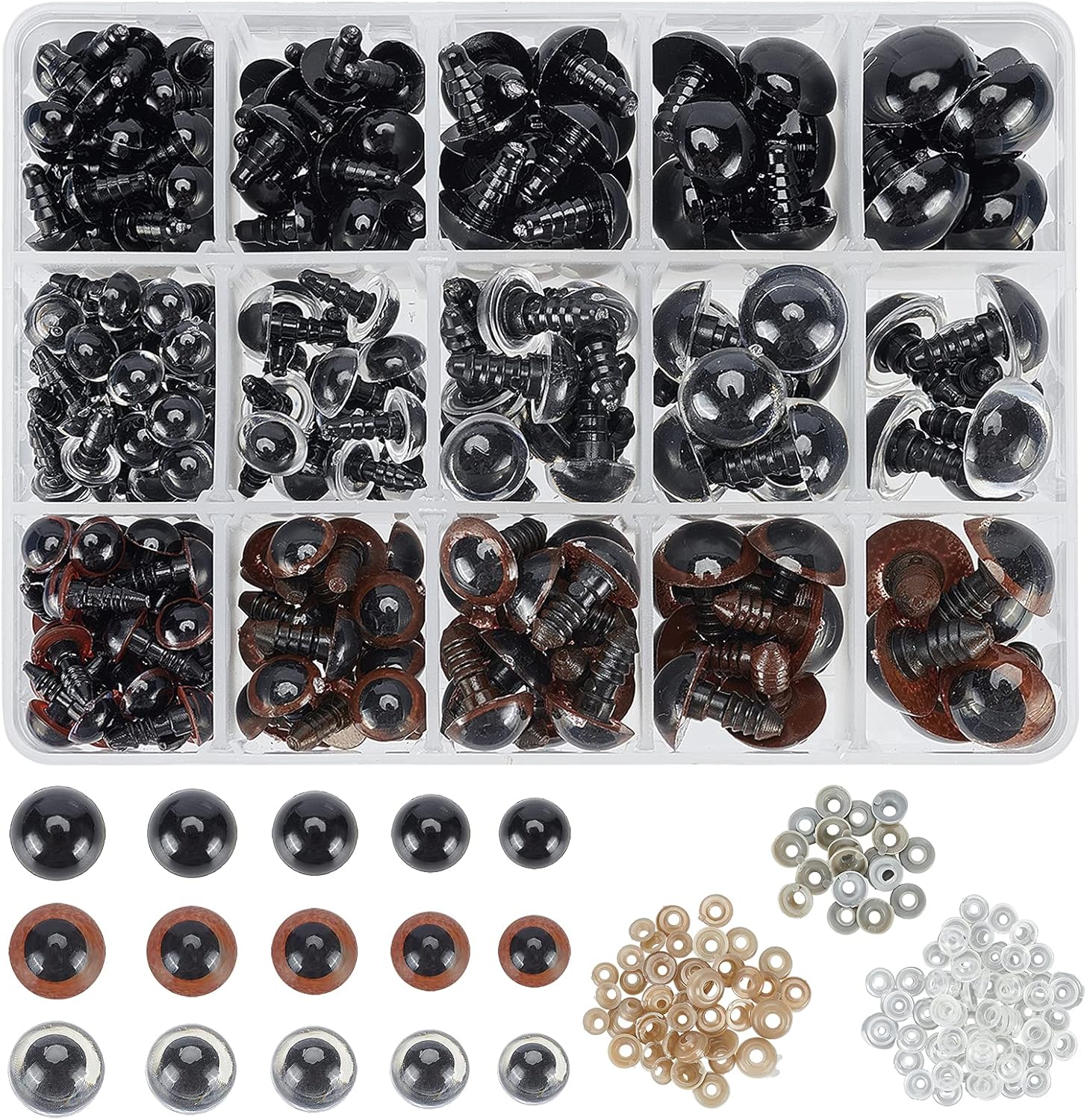 PandaHall Elite 8-16mm 548pcs Plastic Safety Eyes 3 Color Craft Safety ...