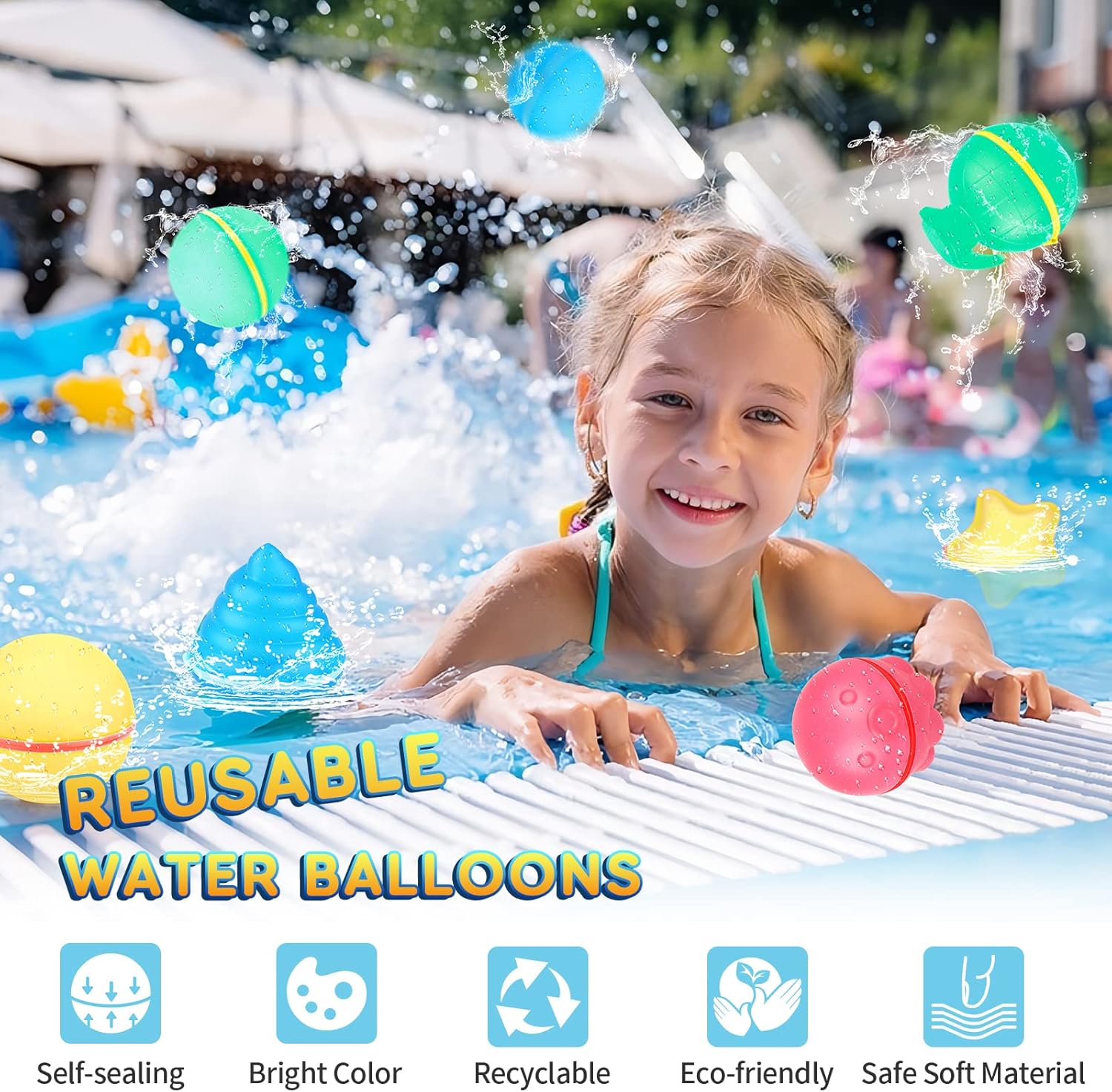 Reusable Water Balloons Refillable Water Bomb, Soft Silicone Water ...