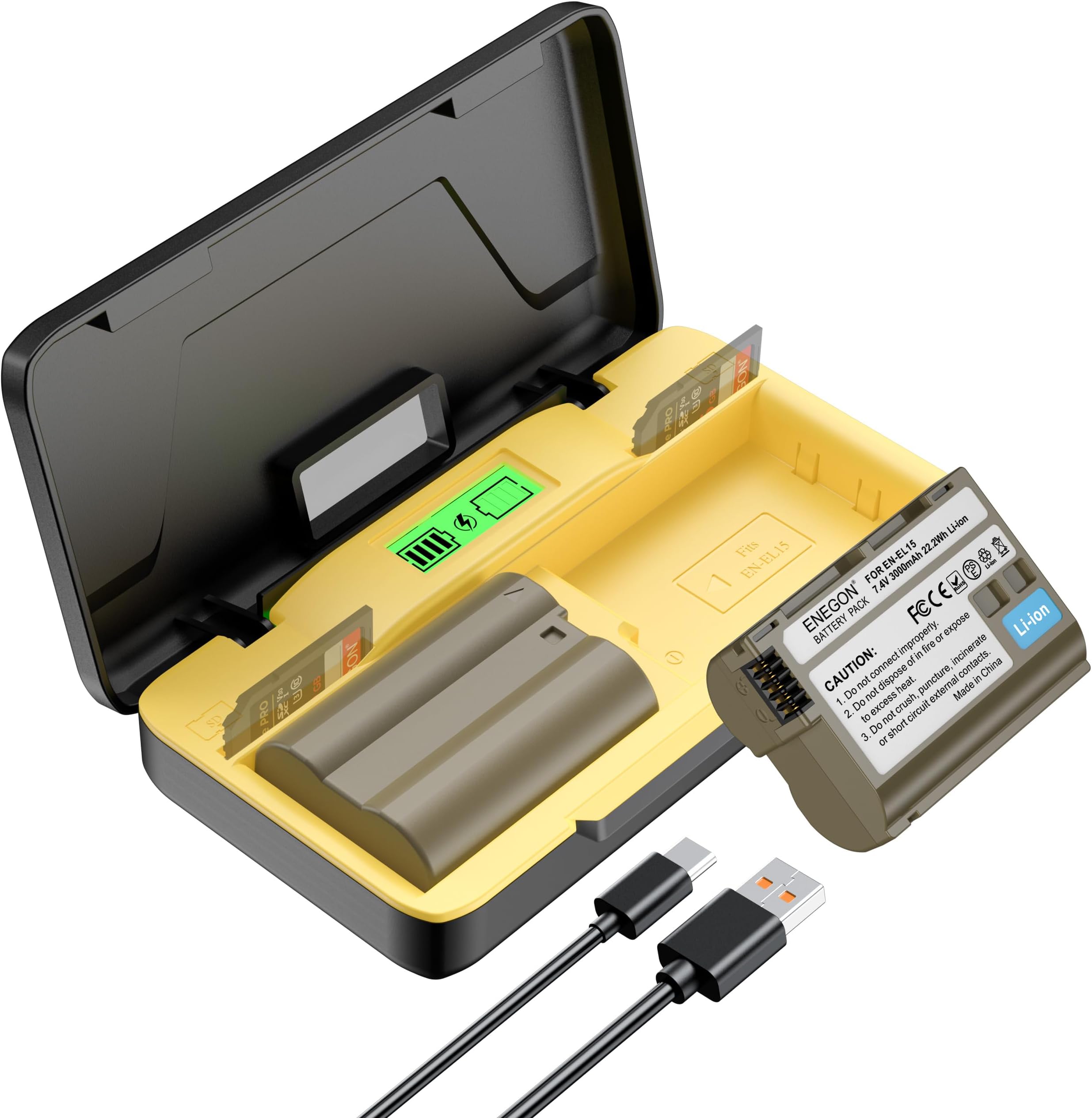 ENEGON EN-EL15/EL15C Chargeur Rapide Double Batterie （3000mAh 20W avec ...