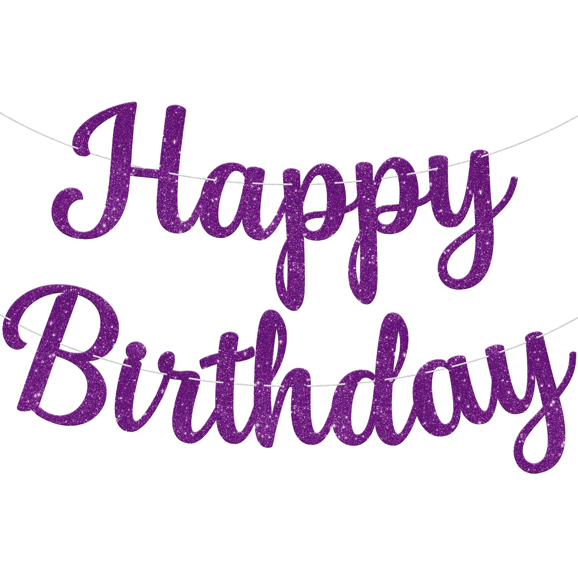 Snapklik.com : Glitter Purple Cursive Happy Birthday Banner - Pre ...