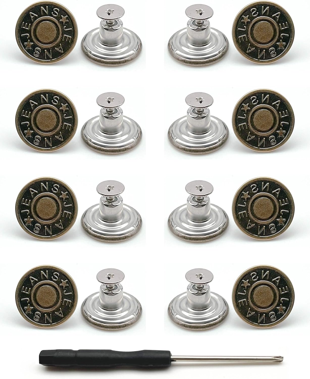 Amazon.com: LLTGMV 16 Pcs Button for Sewing Metal Jeans,17 mm No-Sew ...