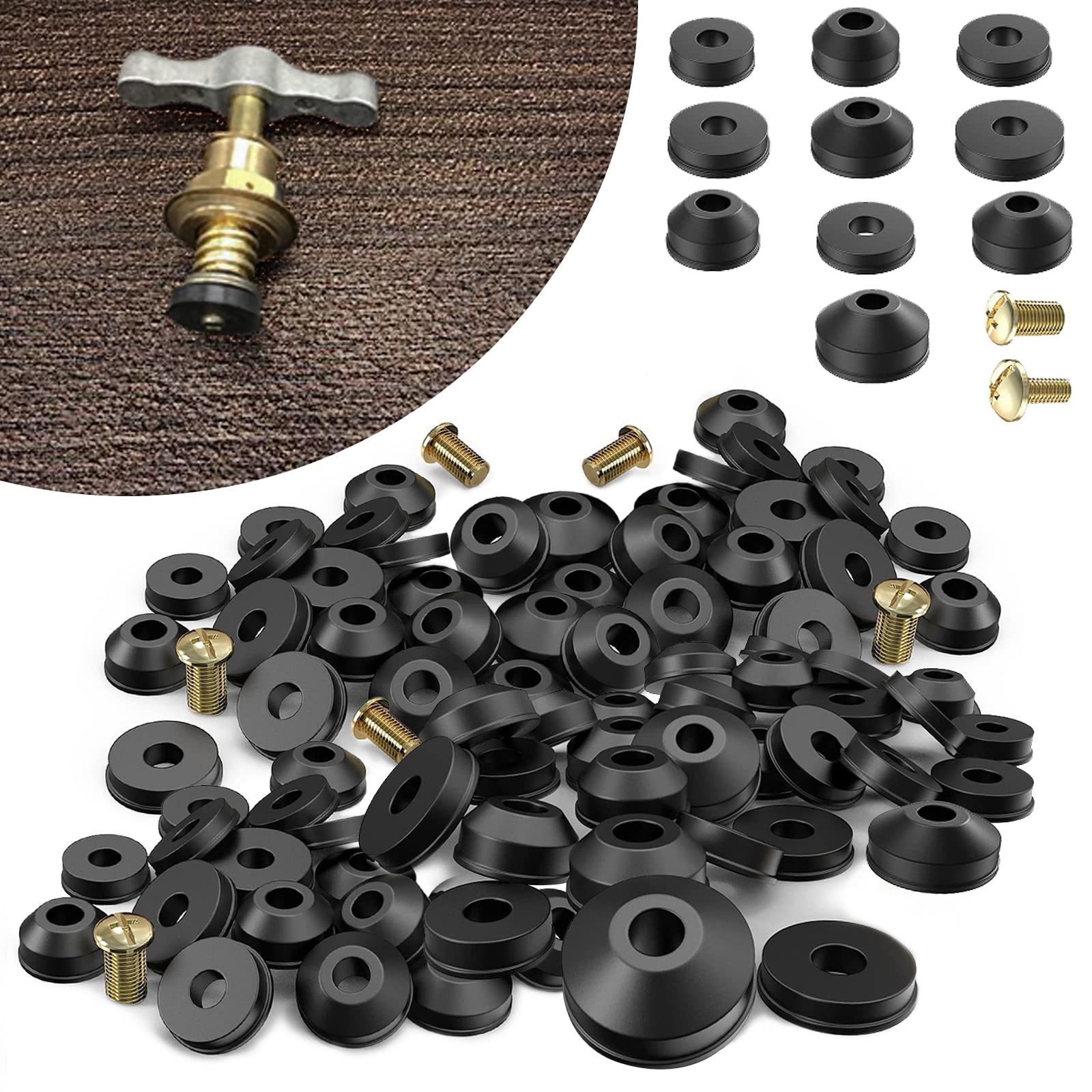 58-Pack Faucet Washer Assortment Kit Rubber Faucet Washers Flat and ...