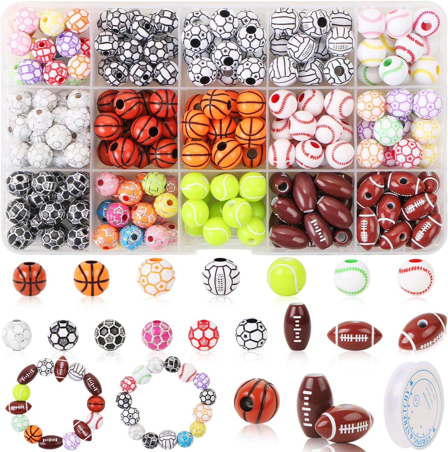 Amazon.com: CCOZN 200 Pcs Sports Ball Beads for DIY Jewelry Making ...