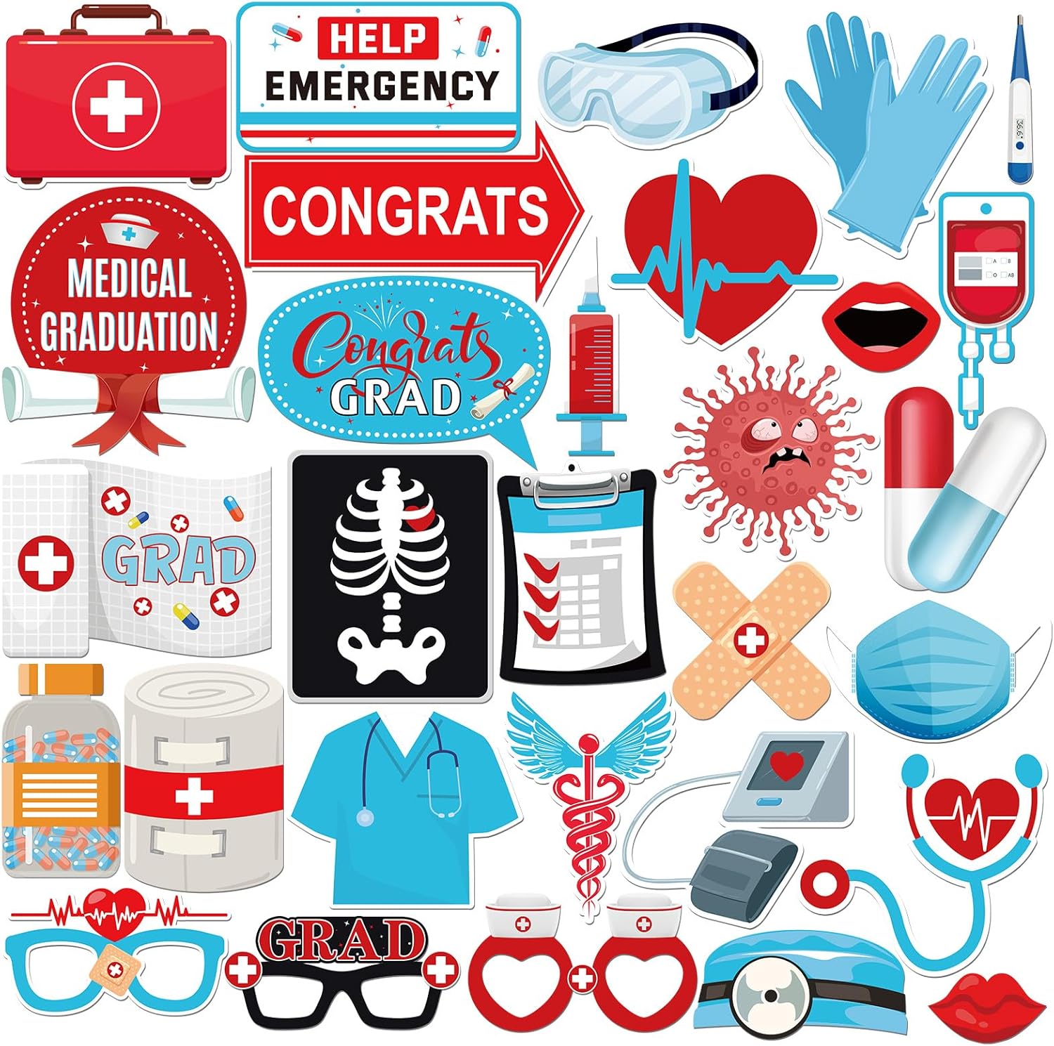 Amazon.com : Doctor Nurse Graduation Photo Booth Props, Congrats Doctor ...