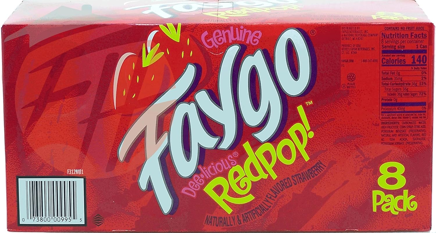 Buy Faygo Redpop! strawberry flavored soda pop. 8-pack 12-fl. oz. cans ...