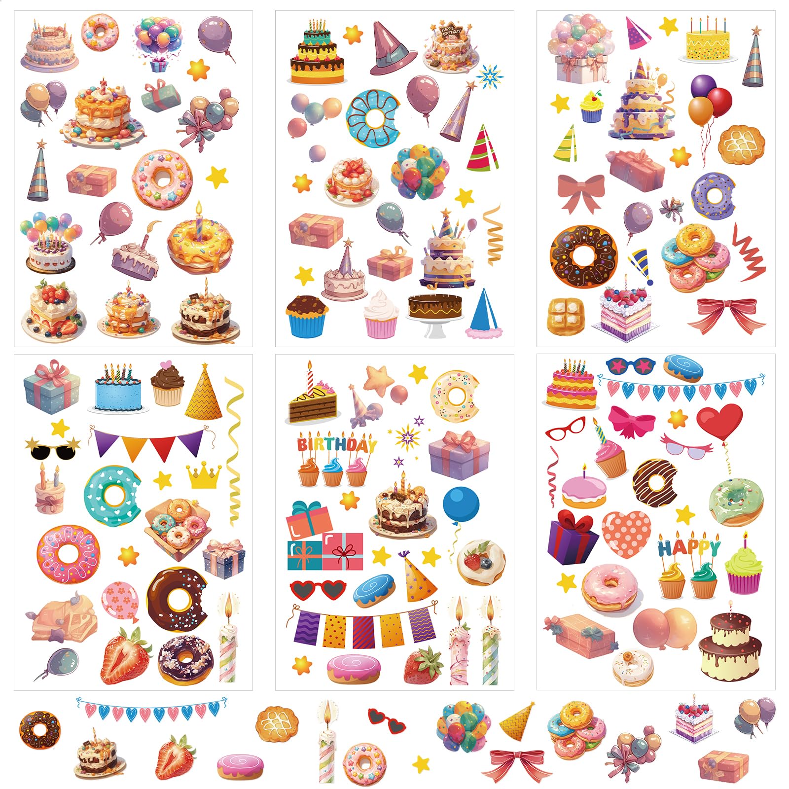 Amazon.com: 12 Sheets Happy Birthday Stickers, 6 Styles Birthday ...