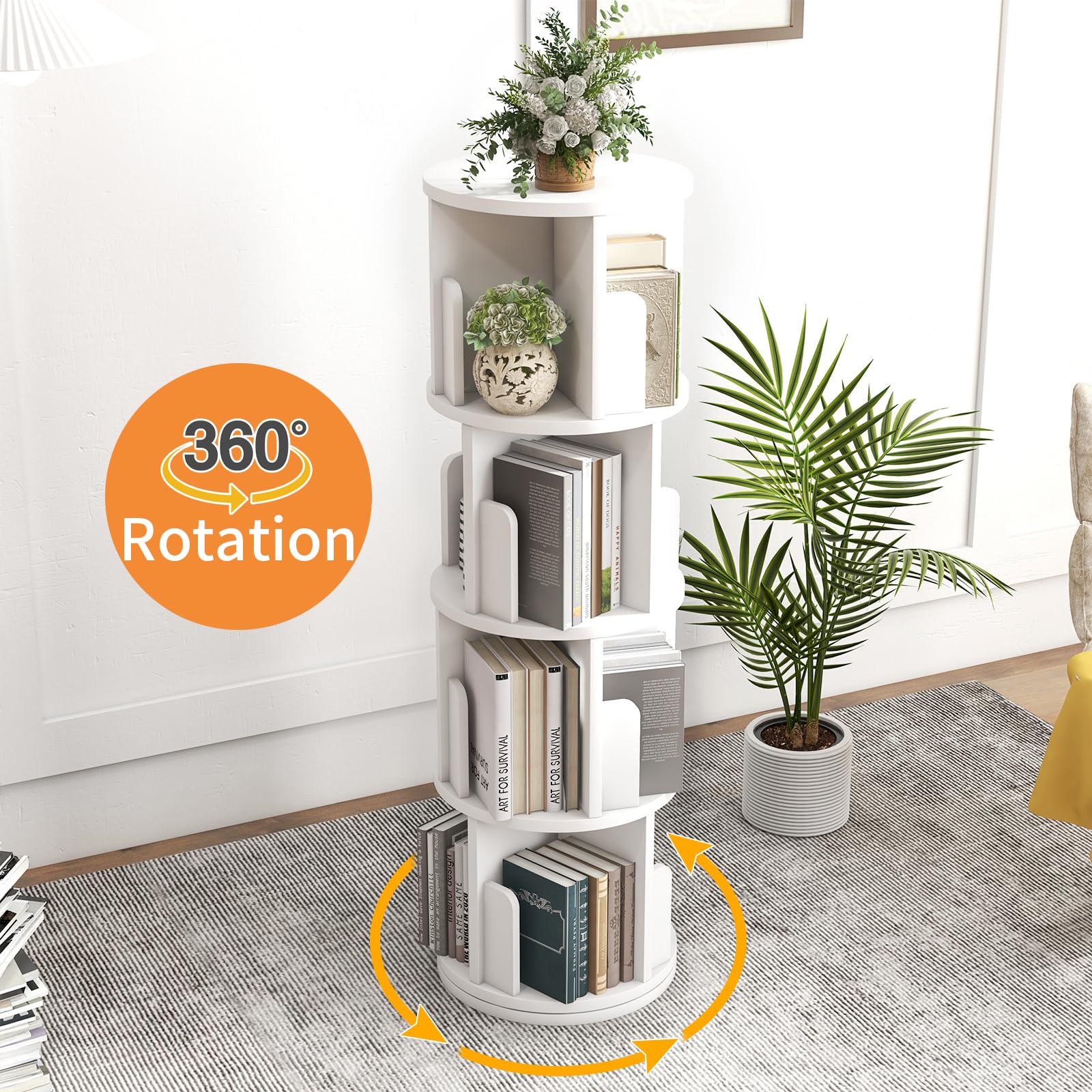 Snapklik.com : Oneinmil 360 Rotating Bookshelf, Small Corner Bookcase