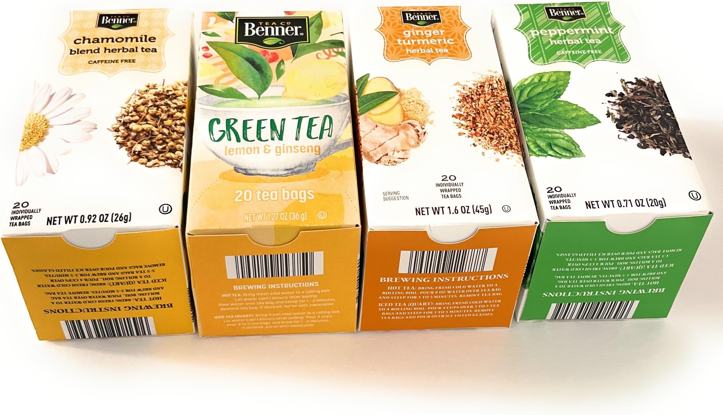 Amazon.com : Herbal Tea and Green Tea, a Pack of Four (1 Ginger ...
