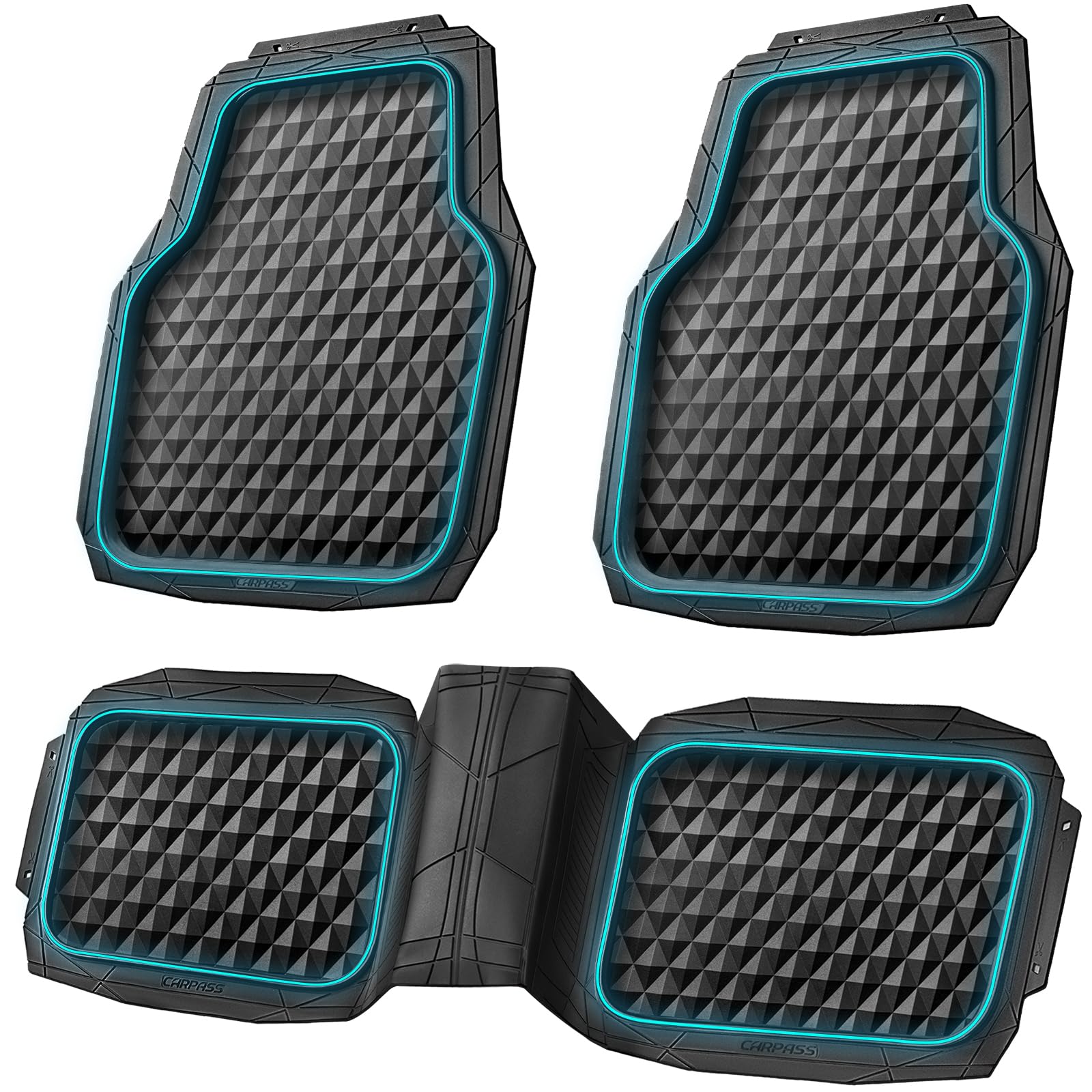Amazon.com: CAR PASS LED Light Rubber Car Mats, Heavy Duty Deep Dish ...