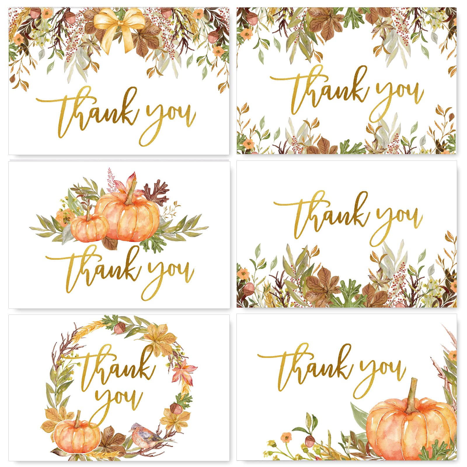 Amazon.com : AnyDesign Fall Thank You Cards Bulk 30 Pack Watercolor ...