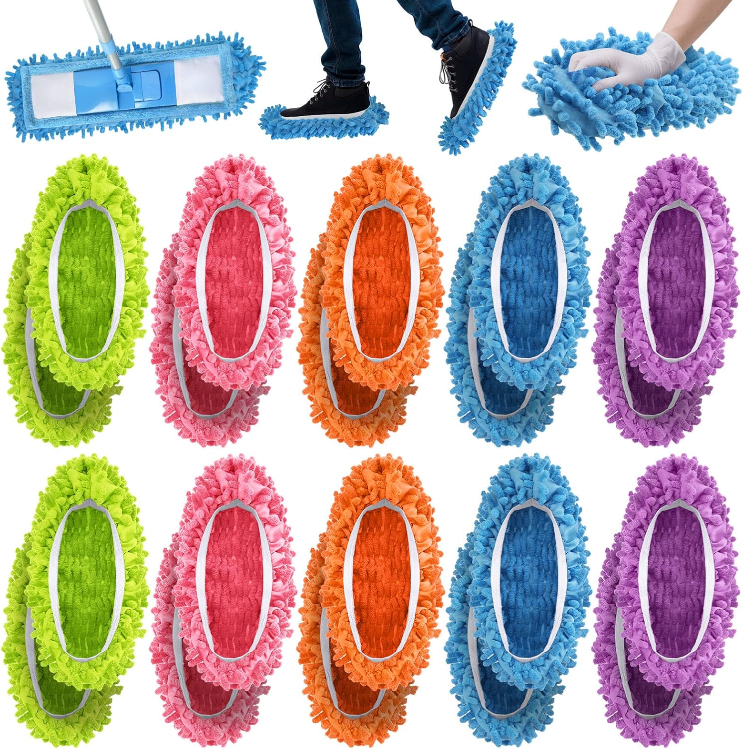 Amazon.com: 20 Pcs CHENGU Mop Slippers Shoes Cover for Floor Cleaning ...